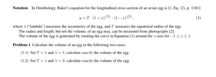 Solved Notation In Omnithology, Baker's equation for the | Chegg.com