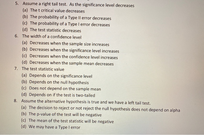 Solved 5 Assume A Right Tail Test As The Significance 8635