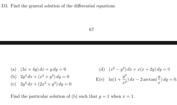 Solved D3. Find the general solution of the differential | Chegg.com