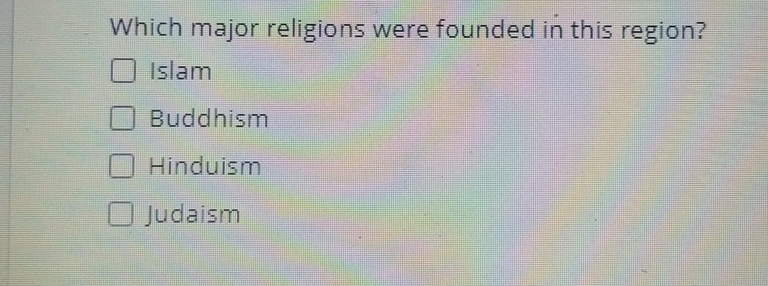 Solved Which major religions were founded in this | Chegg.com