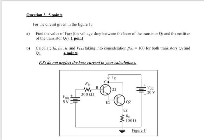 Solved Question 3 | 5 pointsFor the circuit given in the | Chegg.com