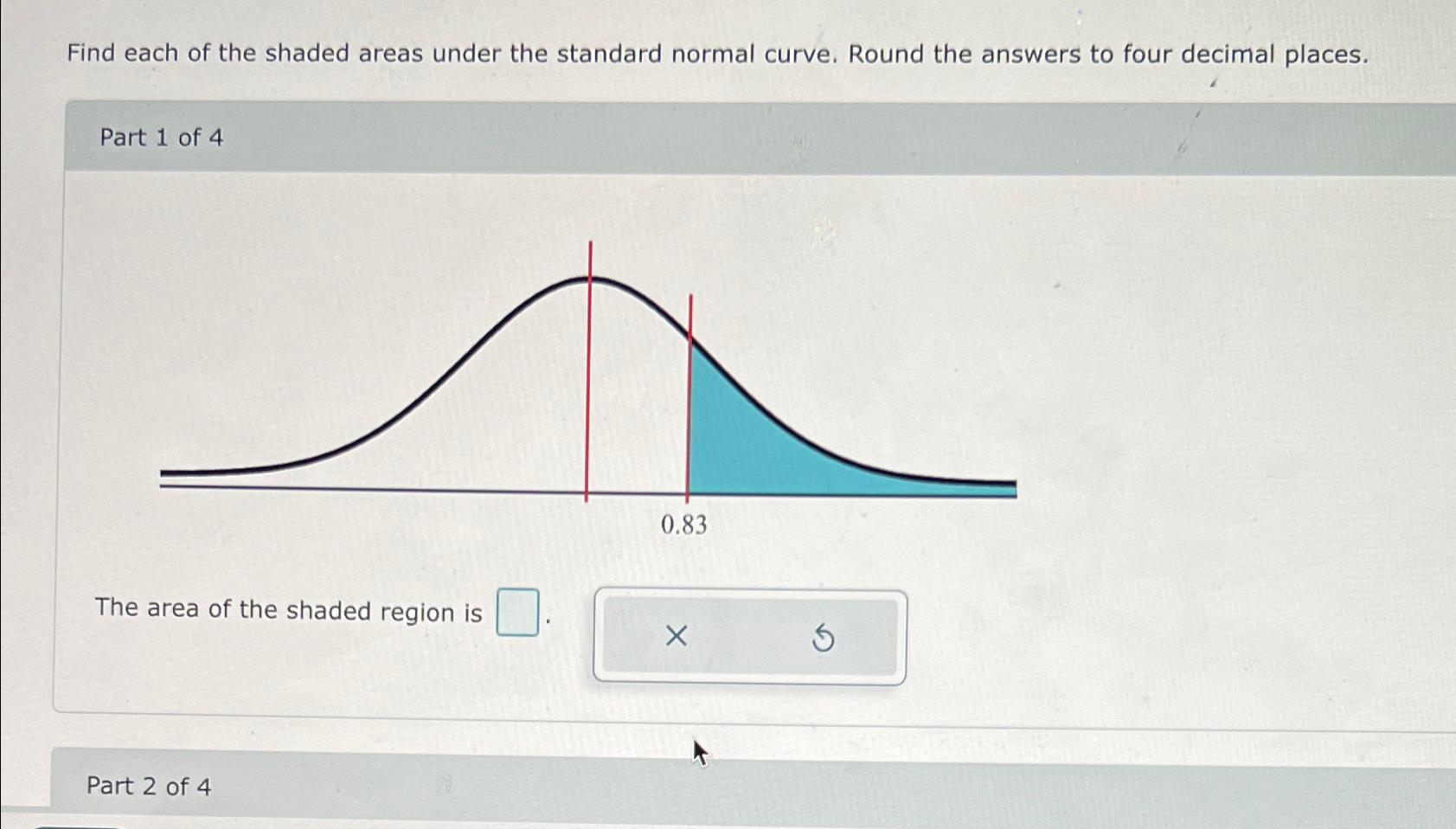 Solved Find each of the shaded areas under the standard | Chegg.com