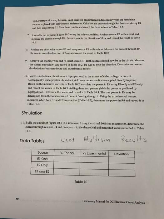 Solved 10 Superposition Theorem Objective The objective of | Chegg.com
