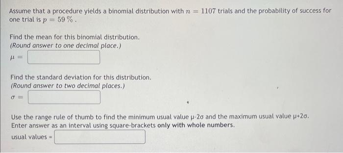 Solved Assume that a procedure yields a binomial | Chegg.com