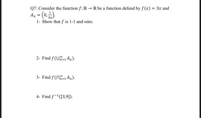 Solved Q7: Consider the function f: R→ R be a function | Chegg.com