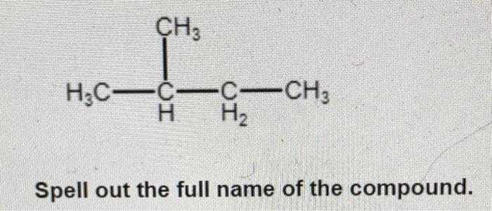 Solved сн. H3C—C—C—CH3 Н. H2 Spell out the full name of the | Chegg.com
