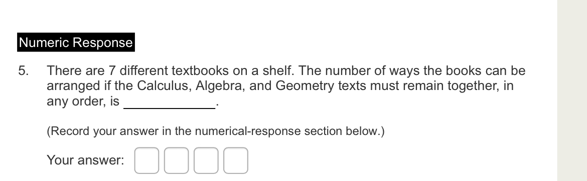 Solved Numeric ResponseThere are 7 ﻿different textbooks on a | Chegg.com