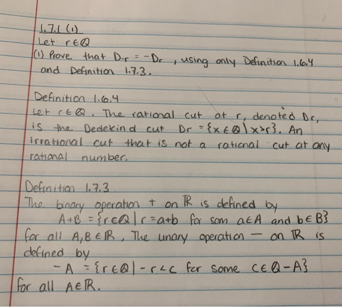 Solved 11.7.1(1) Let rEQ (1) Prove that D-p = -Dr, using ond | Chegg.com