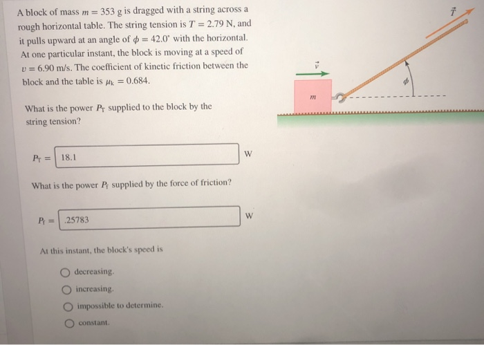 Solved A block of mass m = 353 g is dragged with a string | Chegg.com