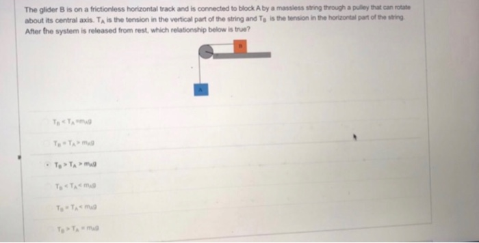 Solved The glider B is on a frictionless horizontal track | Chegg.com
