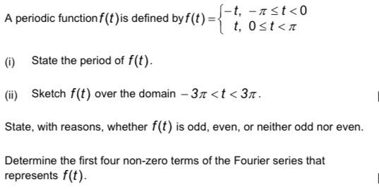 Solved A periodic function f(t) is defined by | Chegg.com