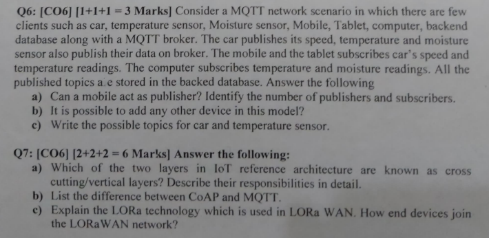 Solved Q6: Consider a MQTT network scenario in which there | Chegg.com