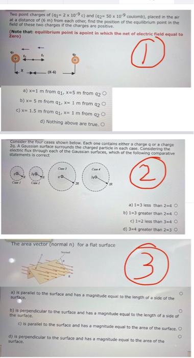 Solved Two point charges of (q1=2×10−9c) and (q2=50×10−9 | Chegg.com