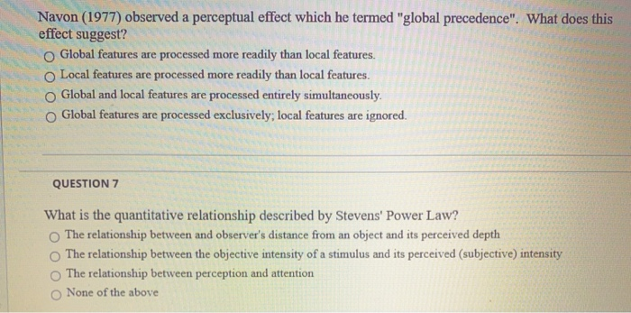 Solved Navon (1977) observed a perceptual effect which he | Chegg.com