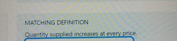 Solved MATCHING DEFINITIONQuantity supplied increases at | Chegg.com