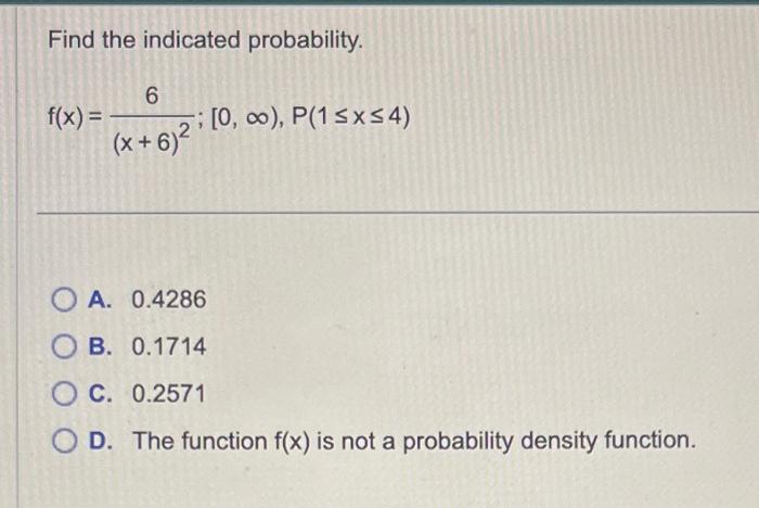 Solved Find the indicated probability. | Chegg.com