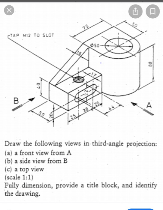 Solved х 50 75 CAP M12 TO SLOT 050 88 07 B 23.1 Draw the | Chegg.com