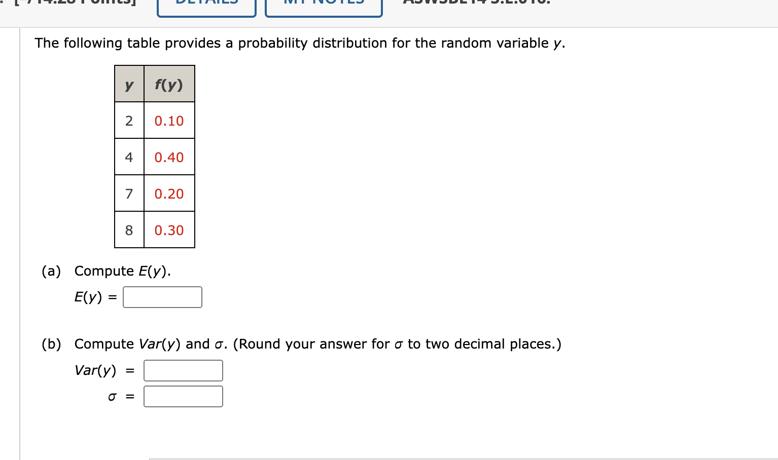 Solved The following table provides a probability | Chegg.com