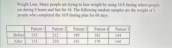 Solved Weight Loss. Many people are trying to lose weight by | Chegg.com