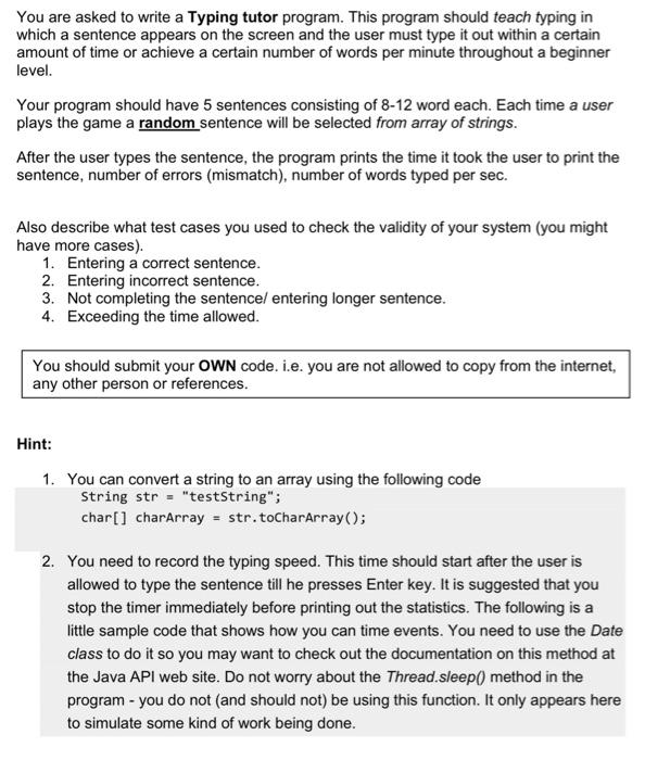 Solved You are asked to write a Typing tutor program. This | Chegg.com