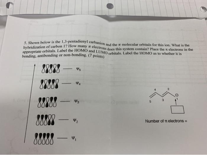 Solved 5. Shown below is the 1,3-pentadienyl carbani | Chegg.com