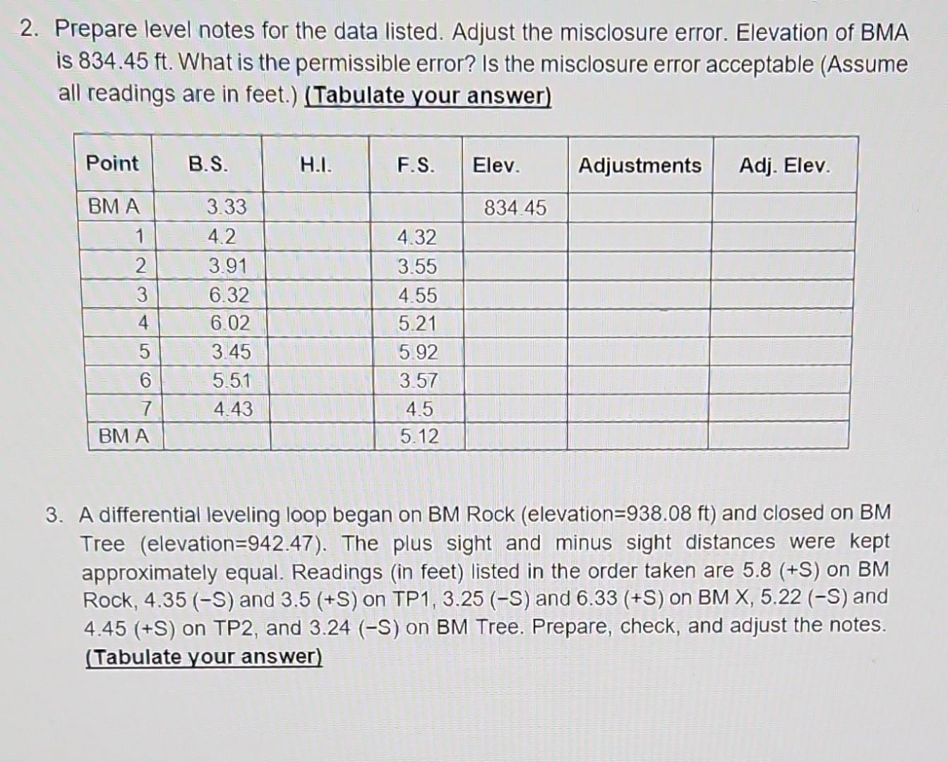 Solved need help it's construction surveying | Chegg.com
