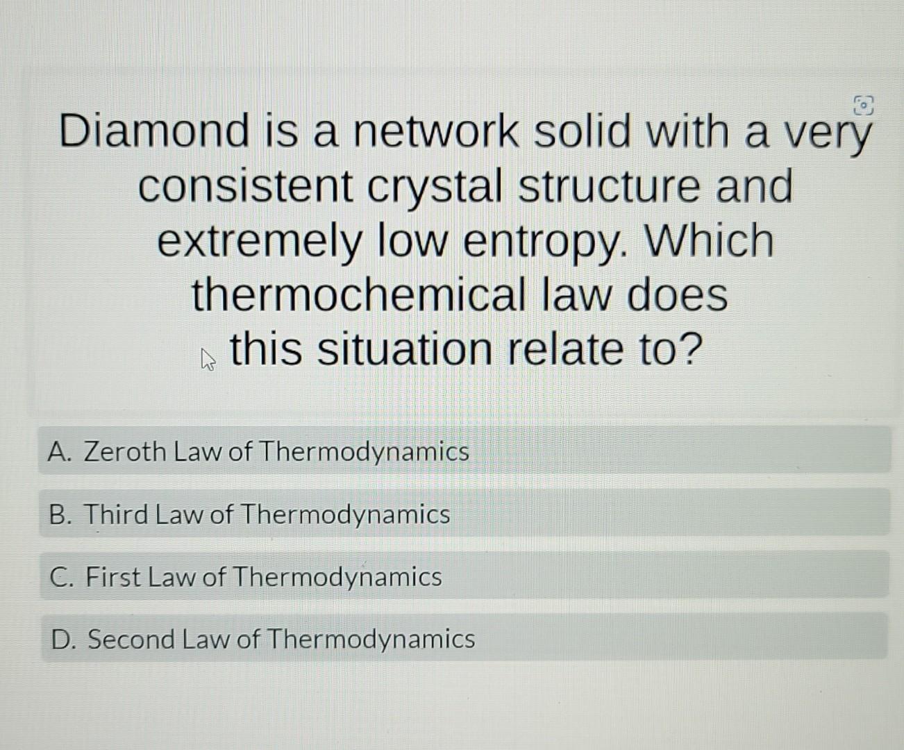 Solved Diamond is a network solid with a very consistent | Chegg.com