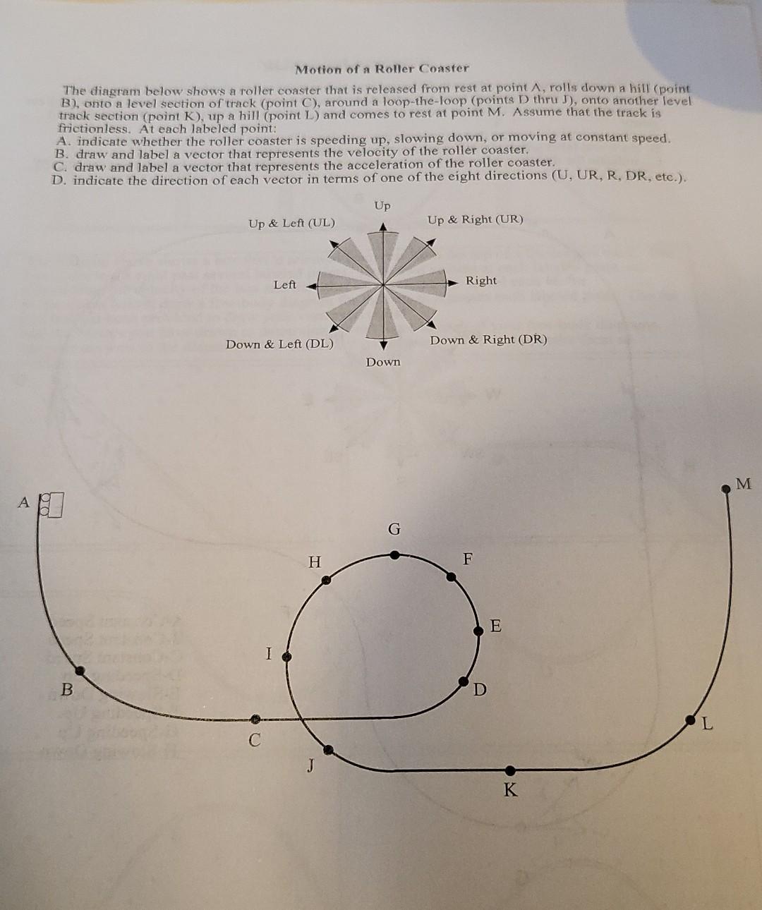Solved Motion of a Roller Coaster The diagram below shows a | Chegg.com