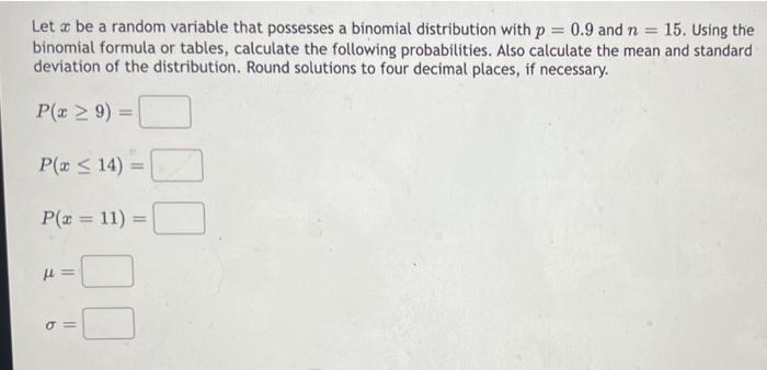 Solved Let u be a random variable that possesses a binomial | Chegg.com