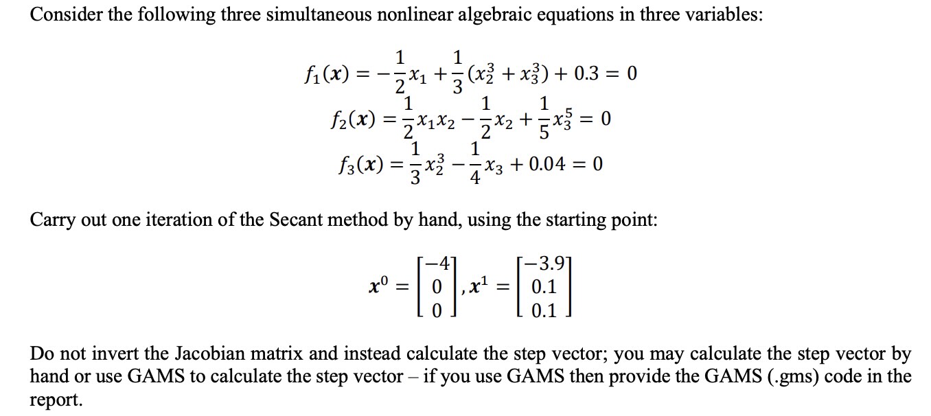 Consider the following three simultaneous nonlinear | Chegg.com