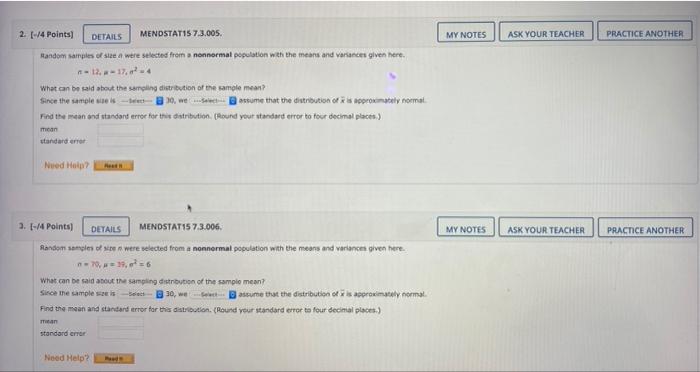 Solved 2. [./4 Points] DETAILS MENDSTAT15 73.005. MY NOTES | Chegg.com
