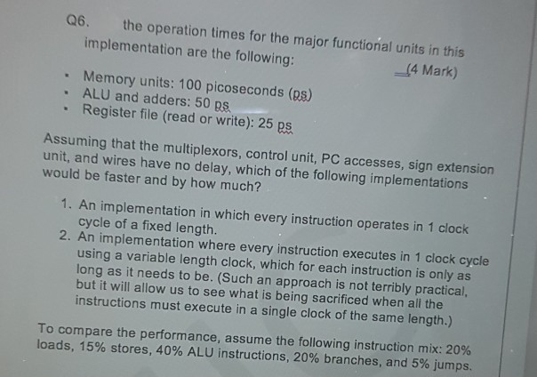 Solved Q6. the operation times for the major functional | Chegg.com
