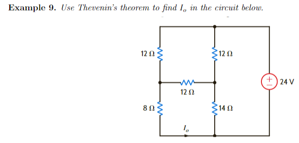 Solved Example 9. ﻿Use Thevenin's theorem to find Io ﻿in the | Chegg.com