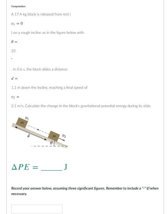 Solved Computation. A 17.4-kg block is released from rest ( | Chegg.com