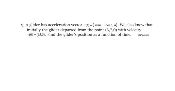 Solved 2) A glider has acceleration vector | Chegg.com