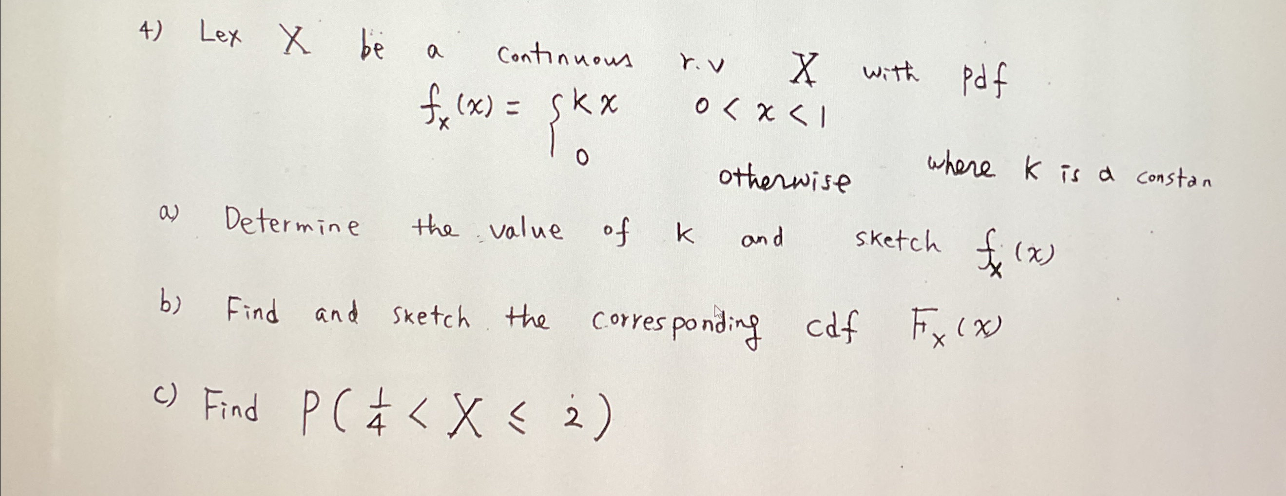 Solved Lex x ﻿be a continuous r.v x ﻿with pdf]}otherwise | Chegg.com