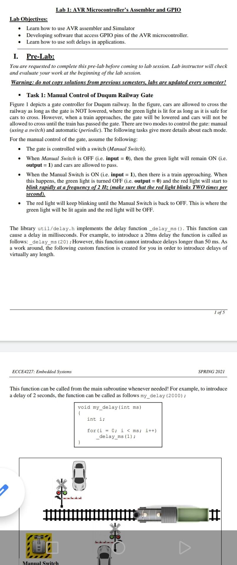 Lab 1: AVR Microcontroller's Assembler and GPIO . Lab | Chegg.com