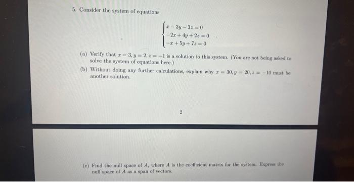 Solved 5. Consider the system of equations | Chegg.com