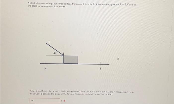Solved A block slides on a rough horizontal surface from | Chegg.com