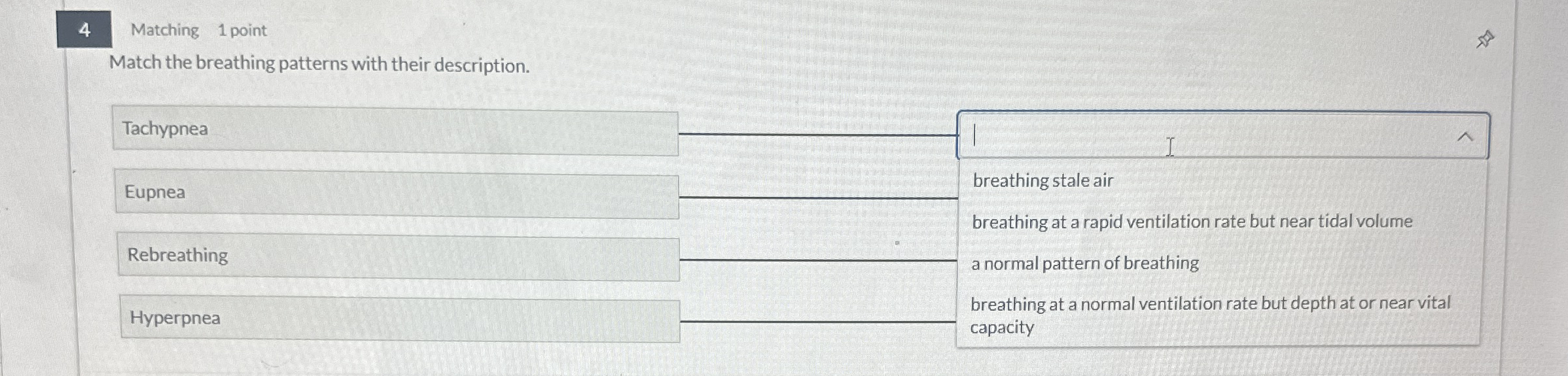 Solved Matching 1 ﻿pointMatch the breathing patterns with | Chegg.com