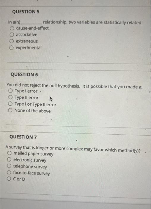 Solved In a(n) relationship, two variables are statistically | Chegg.com
