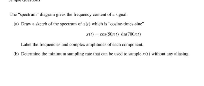 Solved The "spectrum" diagram gives the frequency content of | Chegg.com