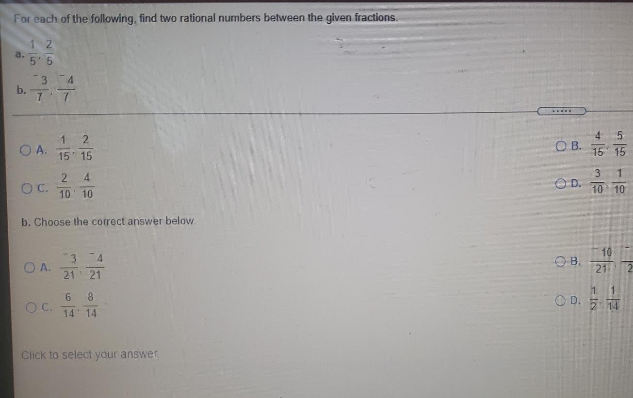 Solved For each of the following, find two rational numbers | Chegg.com
