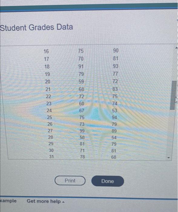Using the accompanying Student Grades data, construct | Chegg.com