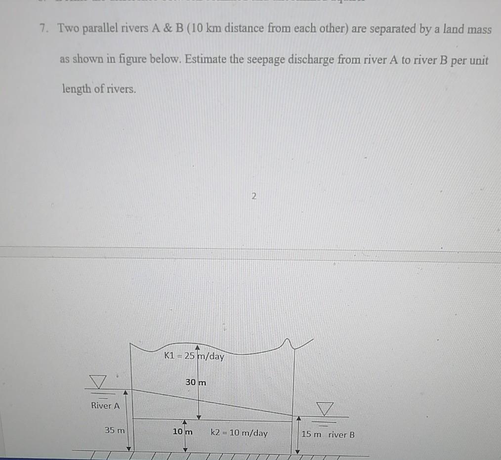 Solved 7. Two parallel rivers A & B (10 km distance from | Chegg.com