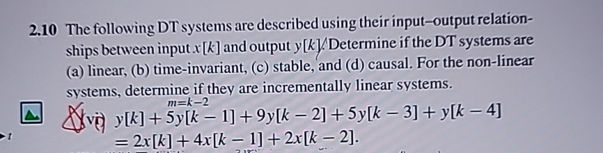 2.10 ﻿The following DT systems are described using | Chegg.com