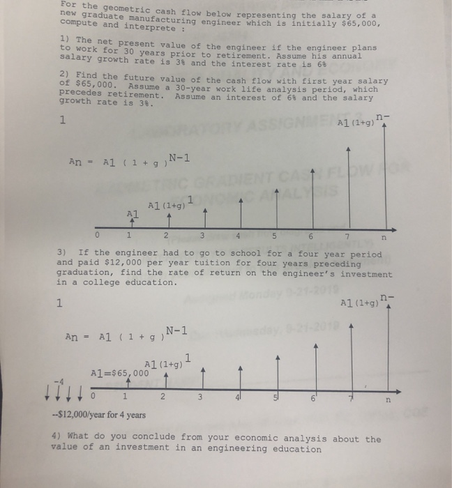Solved ne geometric cash flow below representing the salary | Chegg.com