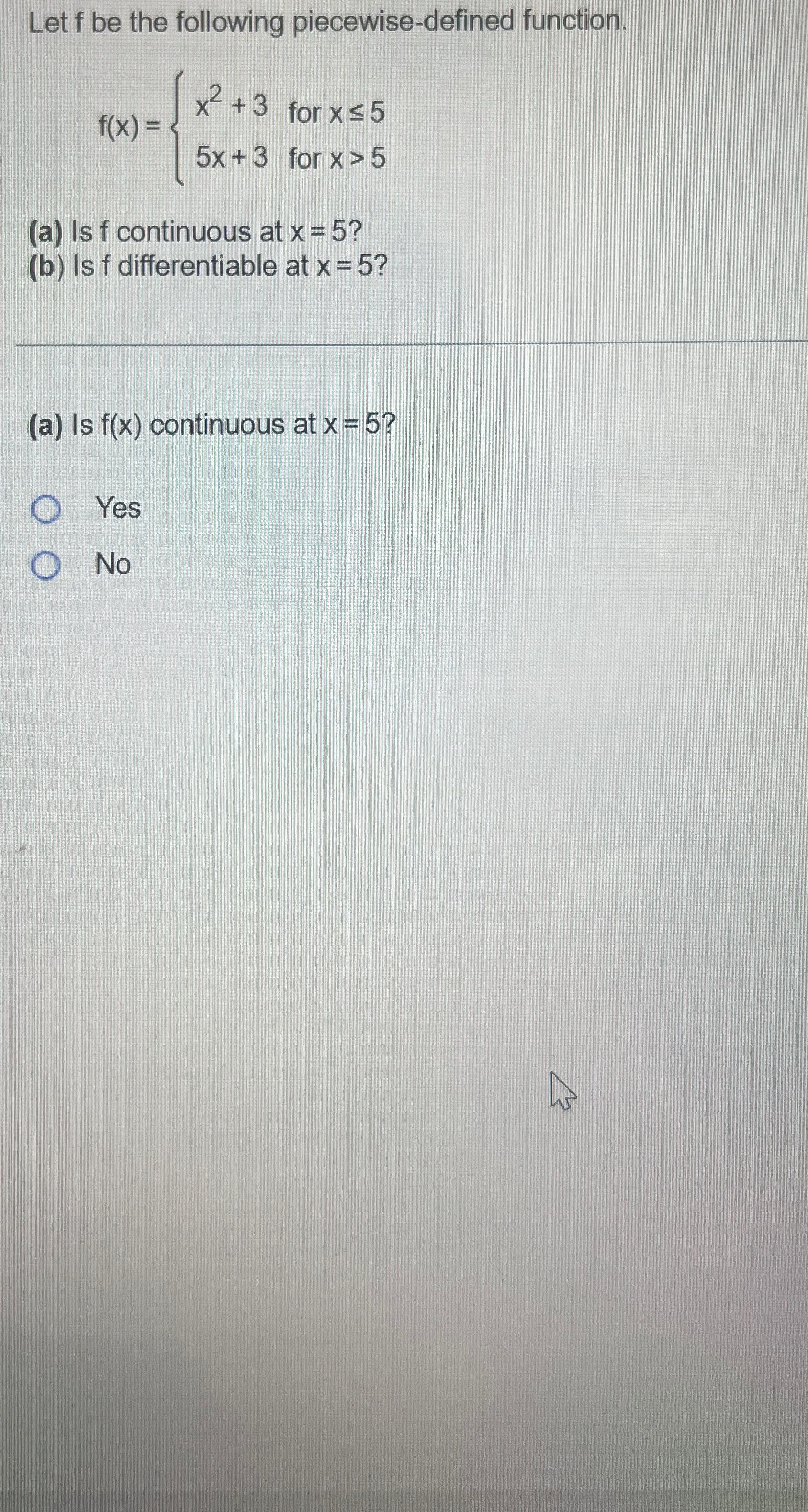 Solved Let f ﻿be the following piecewise-defined | Chegg.com