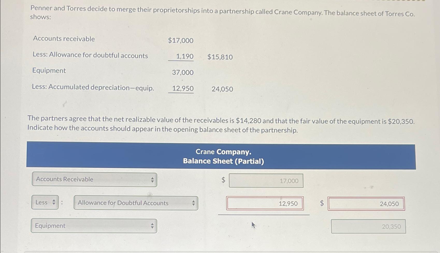 Solved Penner and Torres decide to merge their | Chegg.com