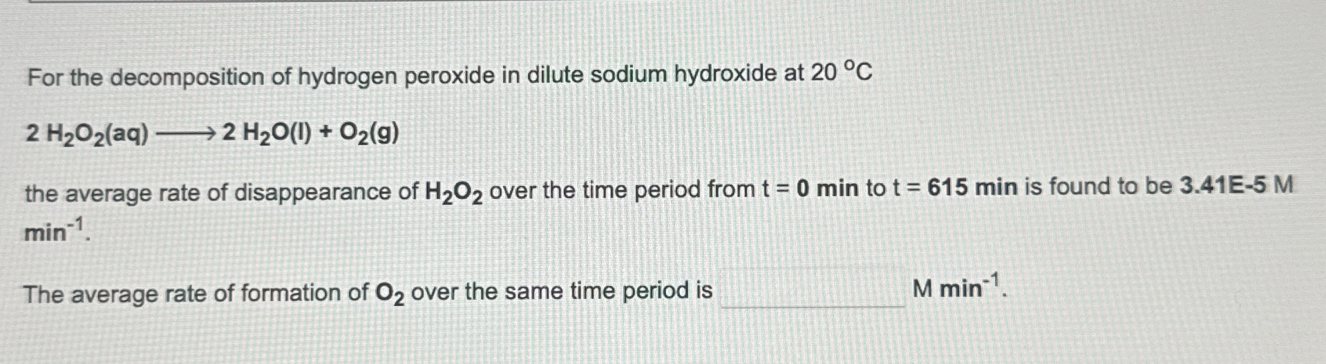 Solved For the decomposition of hydrogen peroxide in dilute | Chegg.com